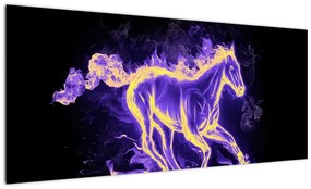 Abstraktní obraz hořícího koně (100x40cm)