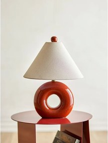 Červená/krémová keramická stolní lampa s textilním stínidlem (výška 42 cm) Panja – Bloomingville