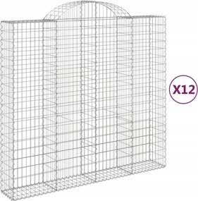 vidaXL Gabionové koše, 12 ks, 200x50x180/200 cm, galvanizované železo