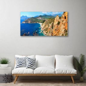 Obraz na plátně Útes Pobřeží Moře Hory 125x50 cm