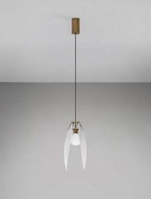 Ocelové LED závěsné svítidlo v mosazné barvě se skleněným stínidlem Shelina – Nova Luce