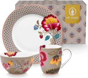 Pip Studio Blooming Tales snídaňová sada, khaki (Porcelánová snídaňová sada)
