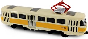 RAPPA Kovová česká retro tramvaj Tatra T3 s otevíracími středními dveřmi - 16 cm - žlutá