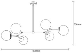 Lustr na tyči DAMAR 6xE27/40W/230V