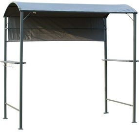 Outsunny BBQ pavilon BBQ pavilon s ochrannou střechou proti plameni, 2 police, polyesterová černá, 218x138x216cm, ideální pro zahradu a terasu | Aoso…