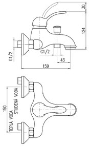Slezák - RAV Vodovodní baterie vanová LABE L054.5 Barva: Chrom, Rozteč připojení (mm): 150