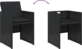 9dílný zahradní jídelní set s poduškami černý polyratan 3277782