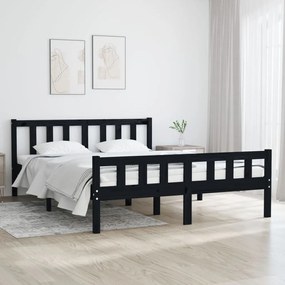 Rám postele černý masivní dřevo 140 x 190 cm,  810663