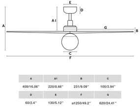 FARO 34280WT-11L-Str. vent. KLIM M 1xE27/15W/230V borovice/bílá pr. 125 cm WT+DO