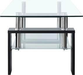 Konferenční stolek černý a průhledný 95x55x40 cm tvrzené sklo 330303