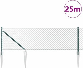 Řetězová plotová konstrukce s hroty 25 x 0,8 m Zelená Síťovina 3351164