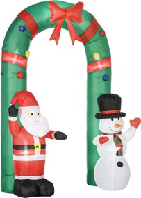HOMCOM Nafukovací brána s Santa Clausem a sněhulákem, LED osvětlení, integrovaný ventilátor, 198 x 80 x 245 cm