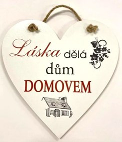 Bondecor Dřevěná dekorace srdce " Láska dělá dům domovem" 23x23cm