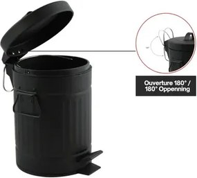 MSV HABANA černá / Pedálový odpadkový koš / 3 l / ocel / úchyty