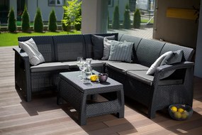 Allibert CORFU RELAX set antracit + šedé podušky