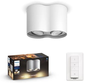 Philips Hue White Ambiance 8719514338463 Pillar stropní bodové svítidlo 2xGU10 +SWITCH 2x5,5W/2x250lm 2200-6500K biela bluetooth Philips HUE inteligentní osvětlení