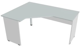 Stůl ergo pravý 160*120 cm - Hobis Gate GEV 60 P Dekor stolové desky: šedá, Dekor lamino podnože: bílá, Barva nohy: stříbrná