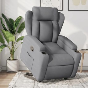 Zvedací polohovací křeslo světle šedé textil 3204482