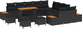 Sada zahradních pohovek 14 ks 13-Počet míst Černá 3363369