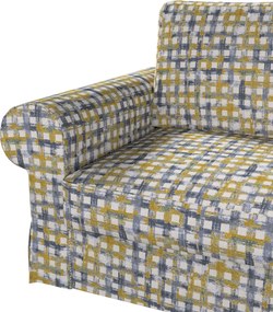 Potah na pohovku IKEA Backabro,  3-místná, rozkládací barva modrá látka pletený vzor, vzorované