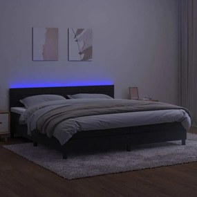 Box spring postel s matrací a LED černá 200x200 cm samet 3134485