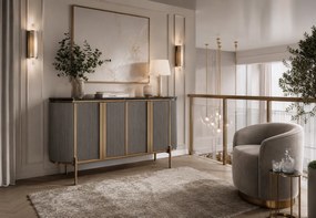 Komoda Stilig ST384 160 cm černý mramor/grafit/zlatá