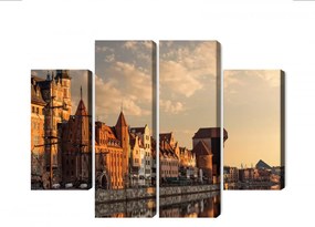Vícedílný obraz Přístav Gdaňsk Při Západu Slunce Nedostatek Nedostatek Plátno Canvas 120x90