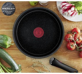 Hliníkové hrnce na indukci s nepřilnavým povrchem a odnímatelnou rukojetí v sadě 3 ks INGENIO Black stone L3998902 – Tefal