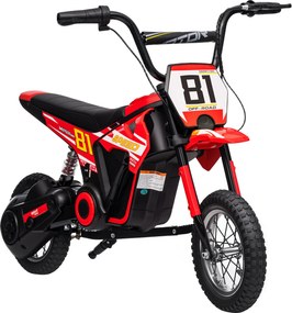 AIYAPLAY dětská elektrická motorka 24V s motorem 250W rychlost 6-16 km/h kola Ø30,48 cm pro děti 8-12 let červená