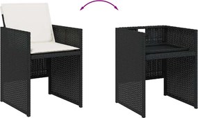 15dílný zahradní jídelní set s poduškami černý polyratan 3277817