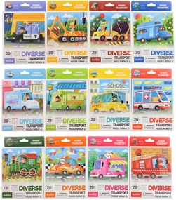 _Ostatní 1_ PUZZLE Doprava 20 dílků skládačka 12 druhů v krabičce 156775