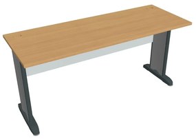 Stůl pracovní rovný 160 cm hl. 60 cm - Hobis Cross CE 1600 Dekor stolové desky: buk, Dekor lamino podnože: šedá, Barva nohou: černá