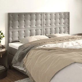Čelo postele světle šedé 200 x 5 x 118/128 cm sametové 3116832