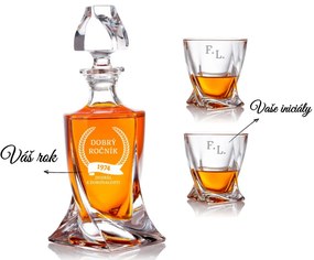 Dekorant Bohemia Crystal křišťálový whisky set s gravírováním DOBRÝ ROČNÍK 1+2