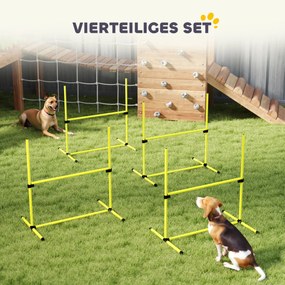 PawHut agility překážková sada 4 x překážky slalomové tyče sada pro výcvik psů z plastu žlutá 99x65x94cm pro aktivní výcvik psů | Aosom.de
