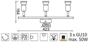 ACA DECOR Stropní bodové svítidlo TRINITY 3xGU10, stříbrná barva