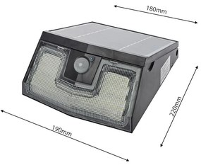Exteriérové ​​solární nástěnné LED svítidlo Solar, 1x LED 7w, černá, pohybový senzor