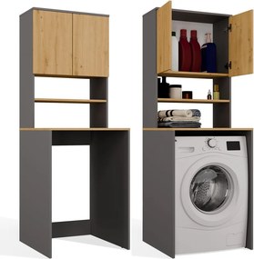 Skříňka nad pračku POLA MULTI antracit/dub artisan