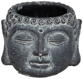 Květináč Buddha, O 11,5 cm, cement, antracitový