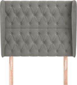 Čelo postele typu ušák světle šedé 103x23x118/128 cm samet 3118334