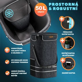 Nákupní taška na kolečkách do schodů COMFORT, 50l, černá Jurhan