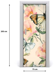 Samolepící fototapeta na dveře růže i Motýli 75x205 cm