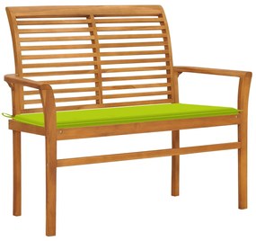 vidaXL Zahradní lavice s jasně zelenou poduškou 112 cm masivní teak