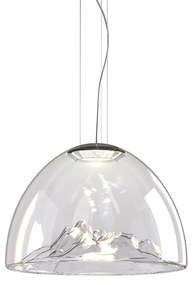 Axolight Mountain View, designové svítidlo z foukaného čirého skla / chrom, 16W LED stmívatelné, prům. 55cm
