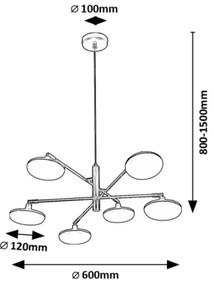 Rabalux 72239 - LED Lustr na lanku MADI 6xLED/4W/230V 3000K