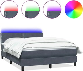 Box spring postel s matrací a LED tmavě šedá 160x210 cm samet 3316792
