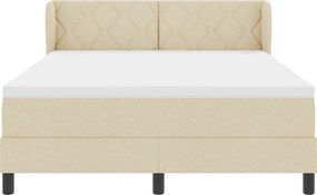 Postel s boxspringem s čelo Krémová 160 x 200 cm textil 3340099