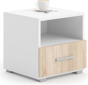 ADRK Furniture Noční stolek se zásuvkou EMI NS-EMI-W+S-L002
