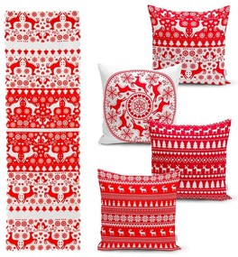 Sada 4 vánočních povlaků na polštář a běhounu na stůl Minimalist Cushion Covers Christmas