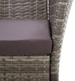 Zahradní židle s poduškami 2 ks polyratan šedé - Default Title